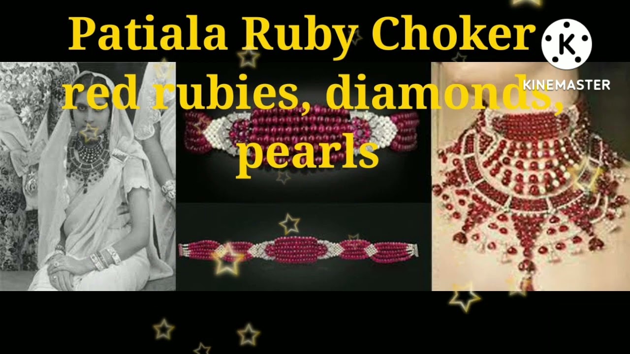 Patiala Ruby Choker  red rubies, diamonds, and natural pearls