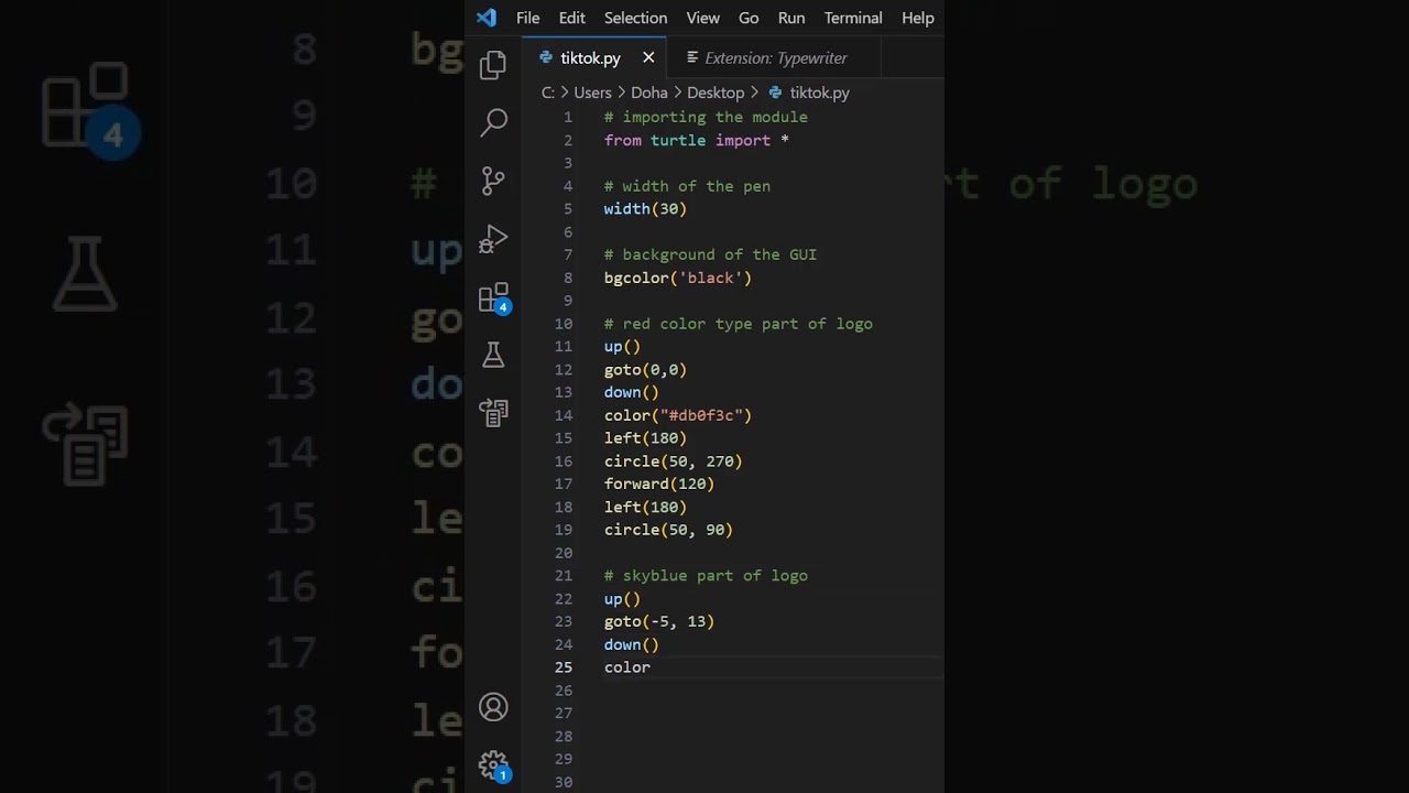 how to create and draw the TikTok Logo with Python Turtle #shorts #coding #python #programming
