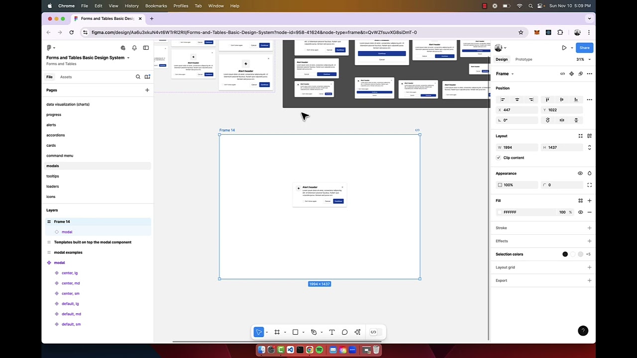 Modal component - Forms & Tables design system
