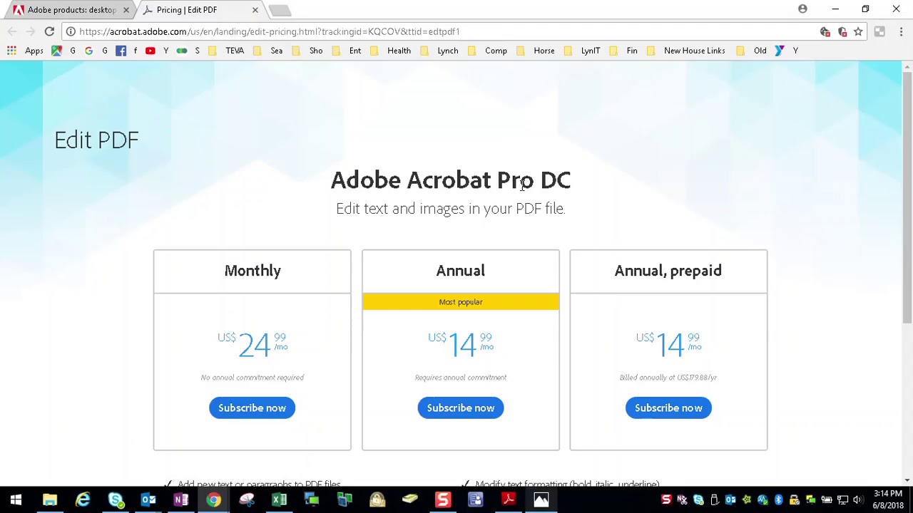 Adobe PDF reader & Edit versions