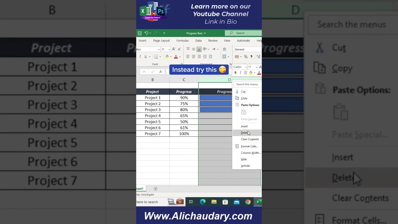 How to Add Progress Bars in Excel | Excel Tutorials