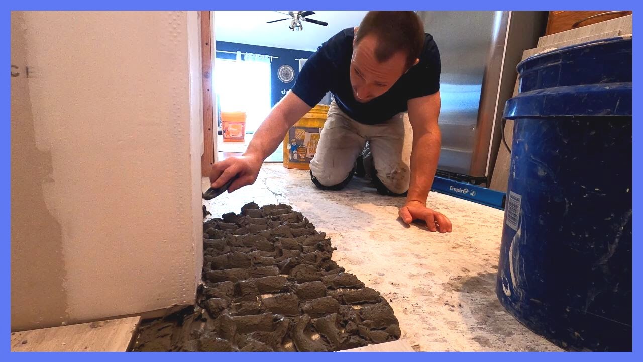 How to set large rectified porcelain tile on a floor level - Mud Setting