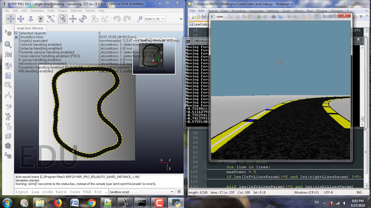 Computer vision for robotics : lane detection opencv simulation in vrep
