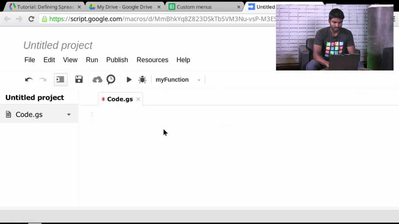 Defining Spreadsheet Menus - Apps Script Tutorial