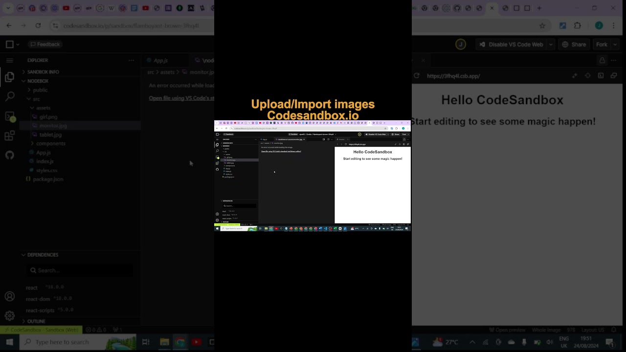 Easiest way to Upload image on Codesandbox