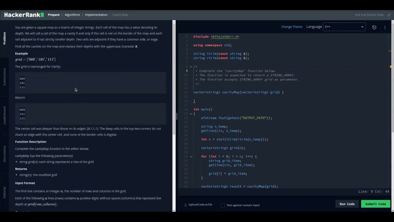 HackerRank : Cavity Map