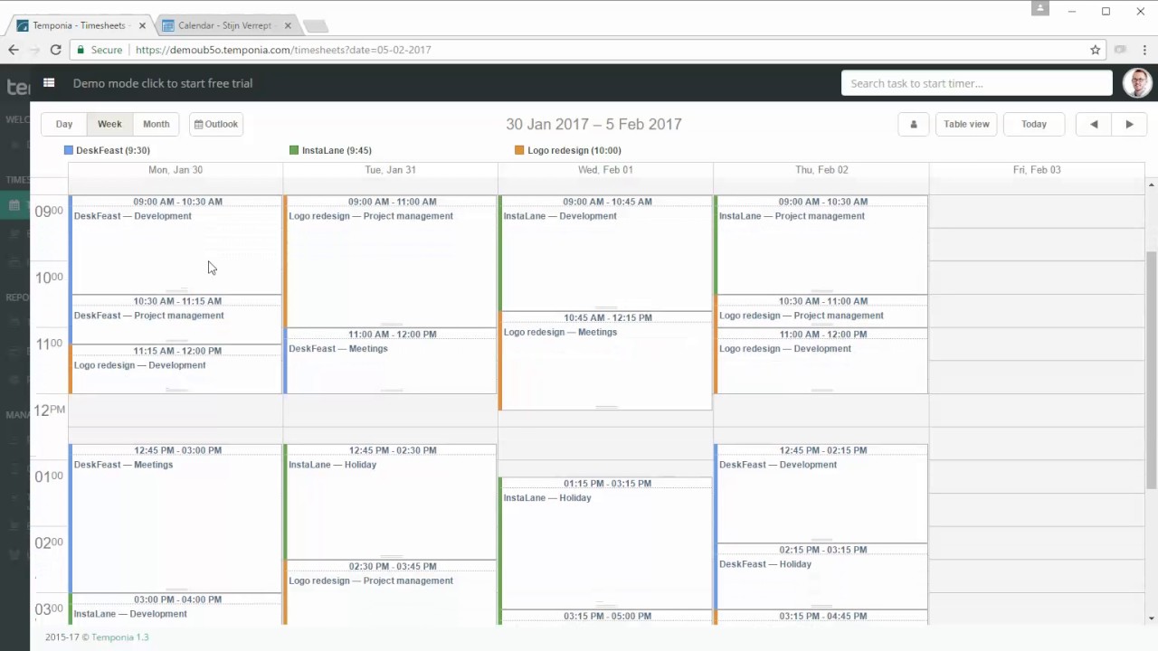 Outlook time tracking with Temponia