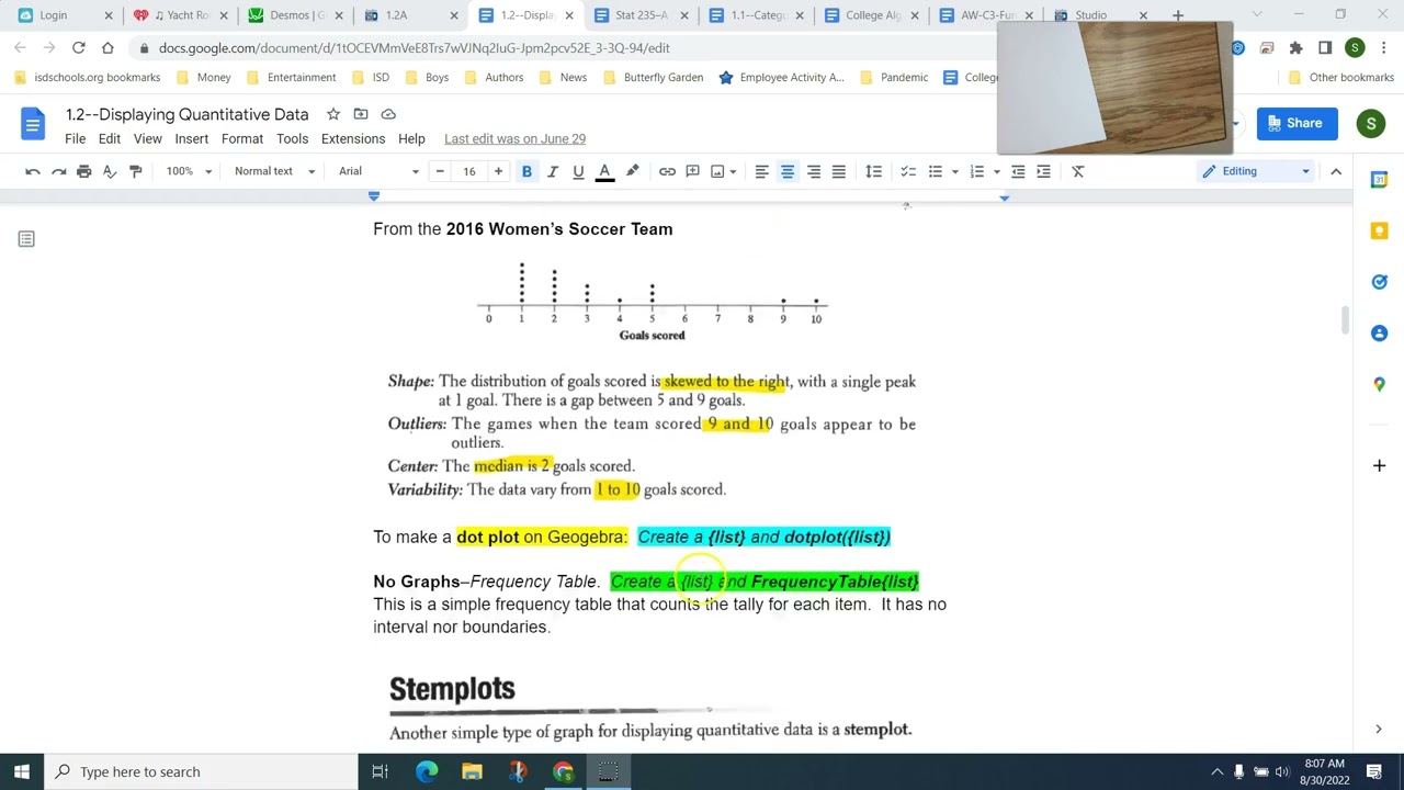 Dot Plots on GeoGebra