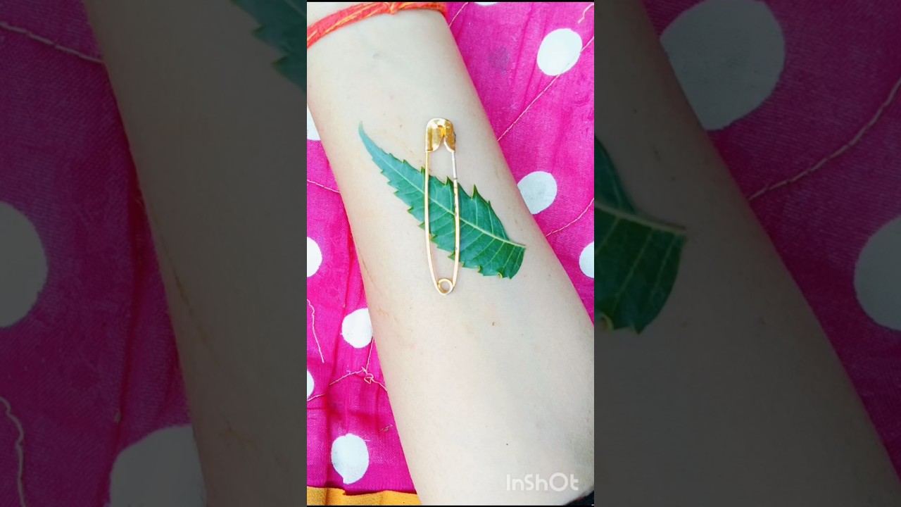 sefty pin 🧷 nd green leafy tattoo #mehnditattoo #hennatatto #tattoofun #mehandi #temporarytattoo