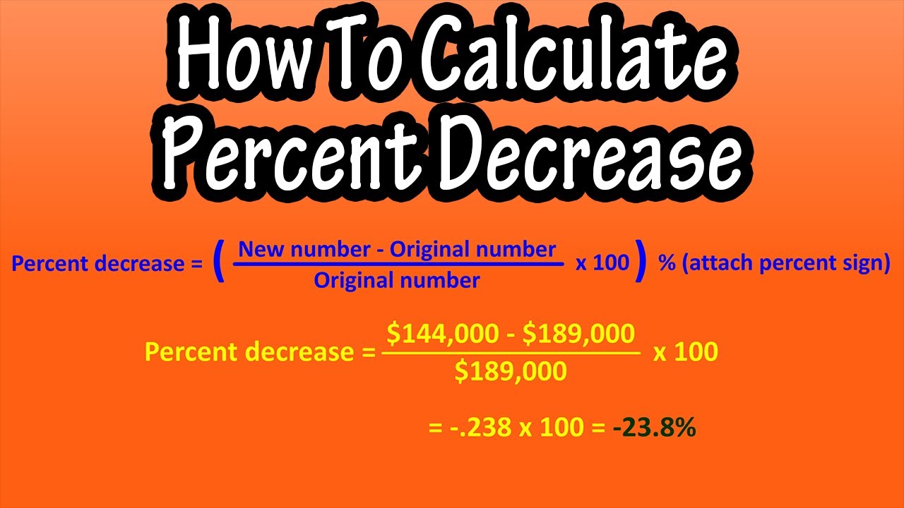 How To Calculate Percent Or Percentage Decrease Explained - Formula For Percent, Percentage Decrease