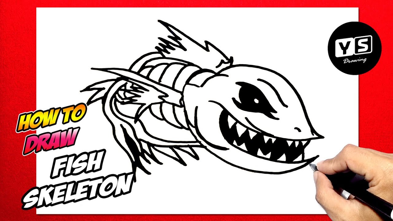 How to draw Fish Skeleton
