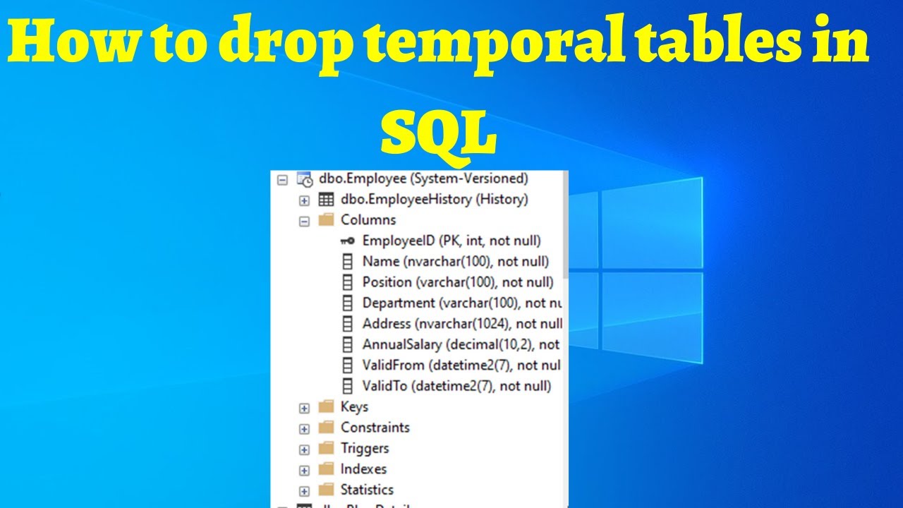 15 How to drop temporal tables in SQL