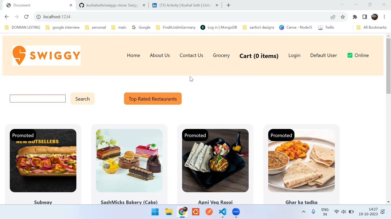 React Food Ordering Application POC