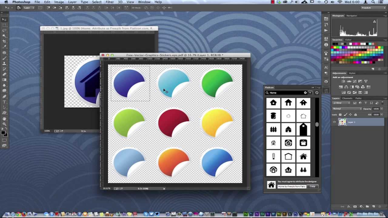 Get Free FLAT ICONS installed directly in Photoshop