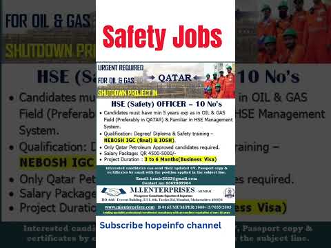 Safety Officer job in Qatar | high salary