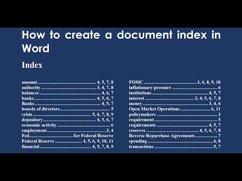 Create a Document Index in Word