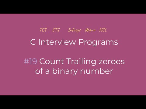 Count Trailing Zeroes in Binary Number (Tamil) | C Interview Programs | Logic First Tamil