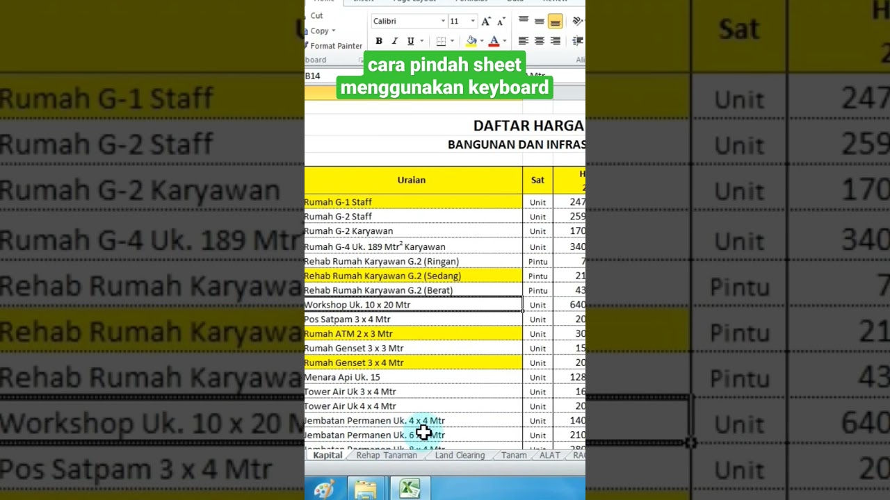 Cara cepat berpindah sheet di excel dengan keyboard