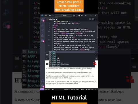 HTML Tutorial - Lesson 65: HTML Entities - Non breaking Space Part 2 #shorts #html #css #js #coding