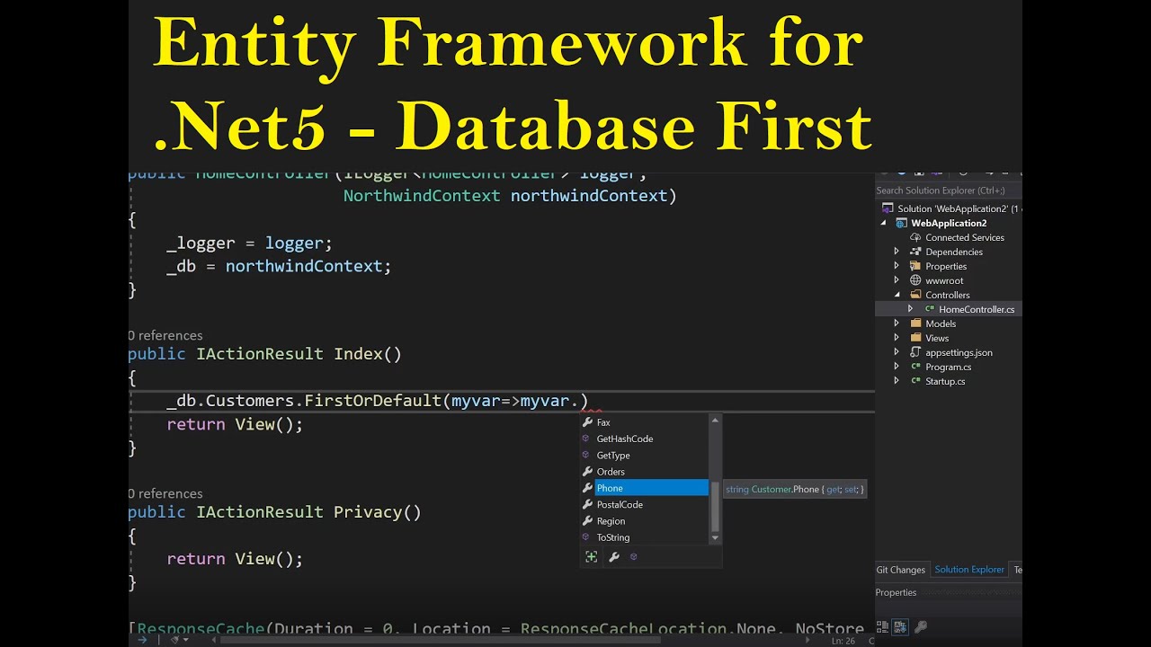Entity Framework Database First .Net5 (Easy Setup and Usage)