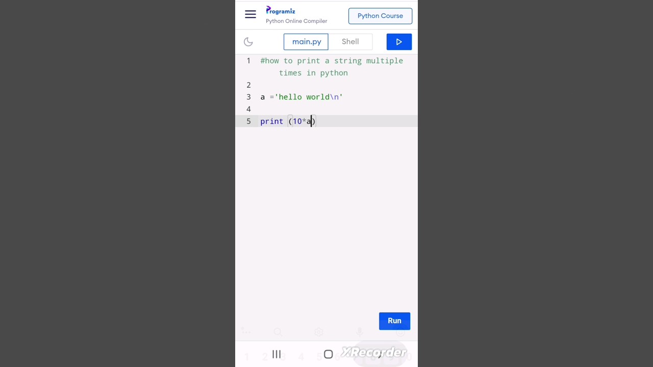 Python program to print string multiple times using 1 line code #shorts #python #programming #coding