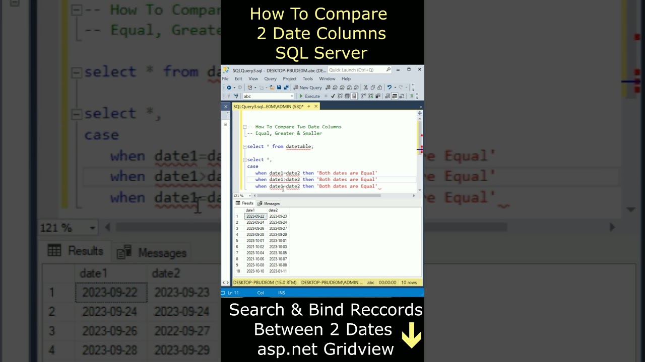 Compare 2 Date Columns In A SQL Server Table