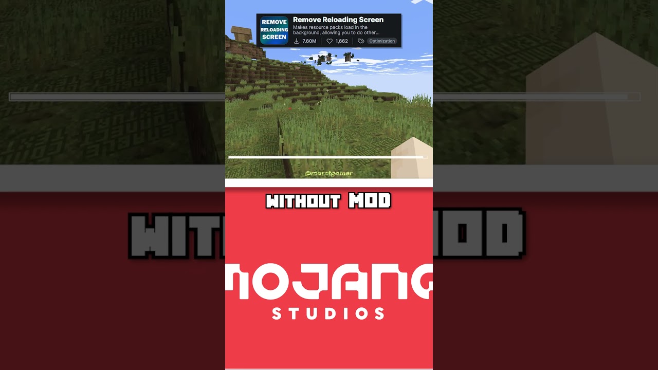 Minecraft: Removed Reloading Screen vs Without Mod #shorts