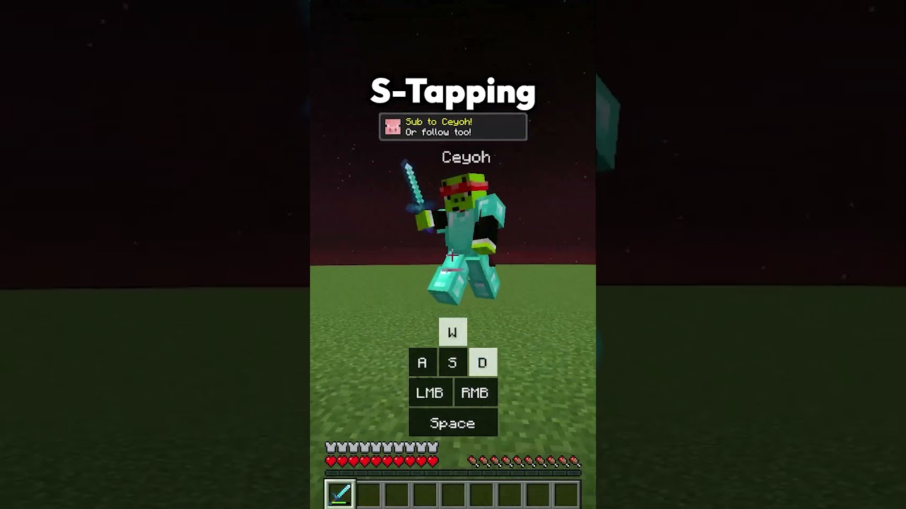 W-Tapping vs. S-tapping vs. Uppercuts #minecraft #shorts #minecraftpvp