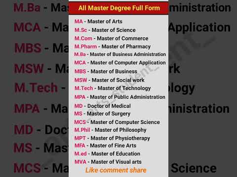 All Master Degree Full Form