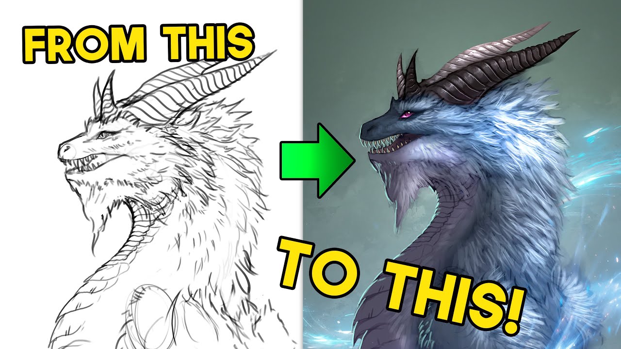 Dragon portrait DIGITAL ART TUTORIAL (PART 1)