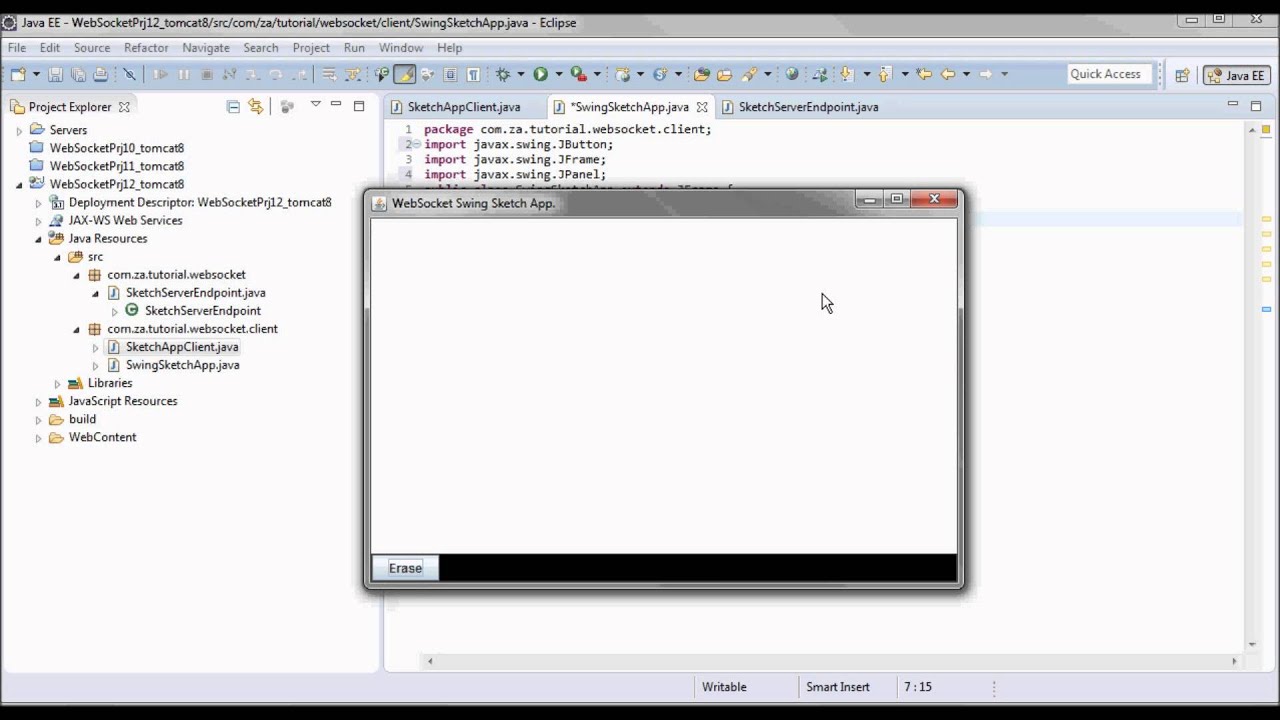 WebSocket Java Swing Sketch App. Tutorial (Tomcat 8 + Java 8)