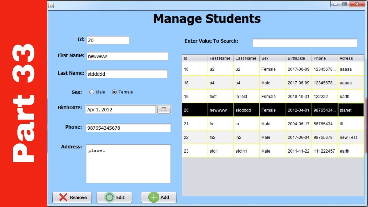 JAVA - Student Information System Project In Java Using NetBeans With Source Code | Part 33