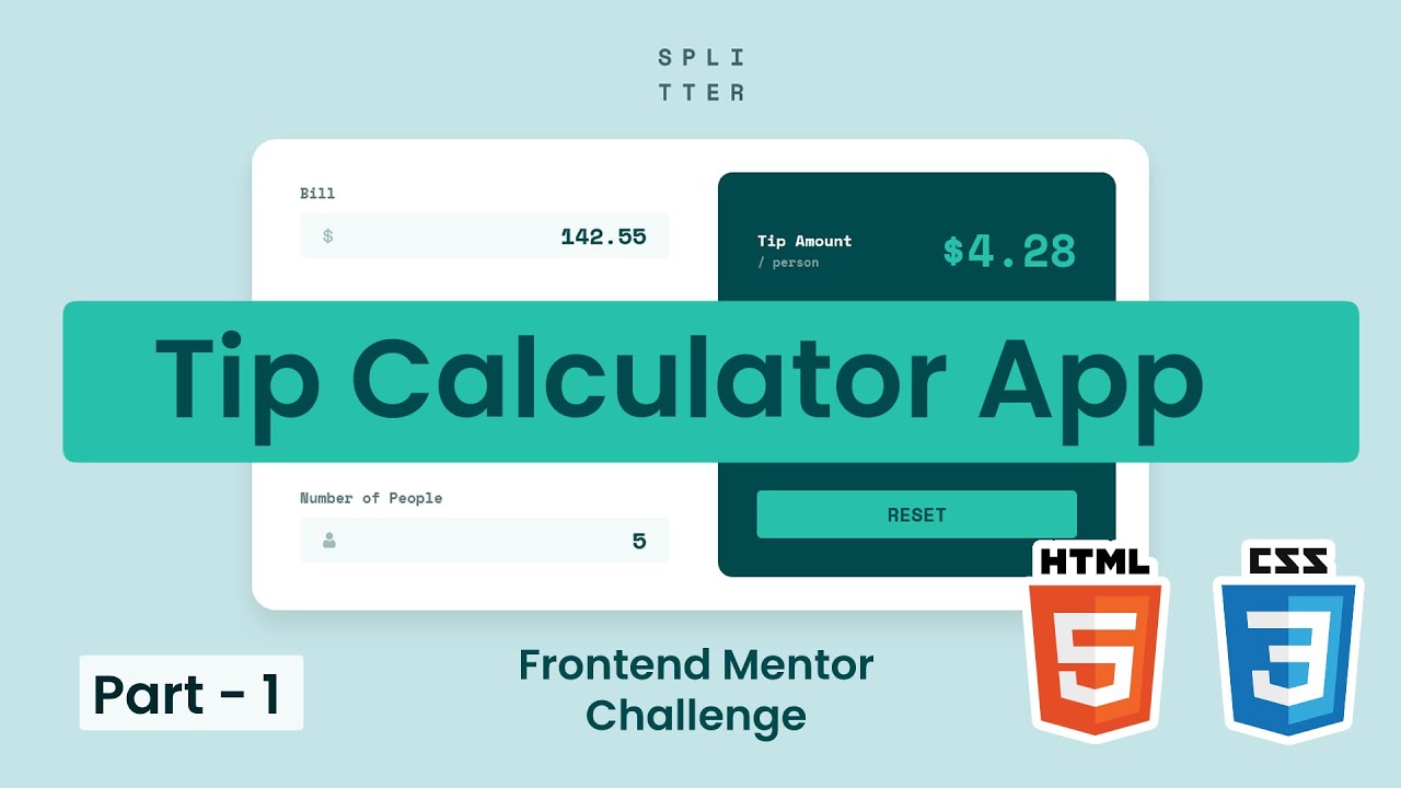 Tip Calculator App with HTML & CSS | Frontend Mentor Challenge | Coding Challenge [1/2]