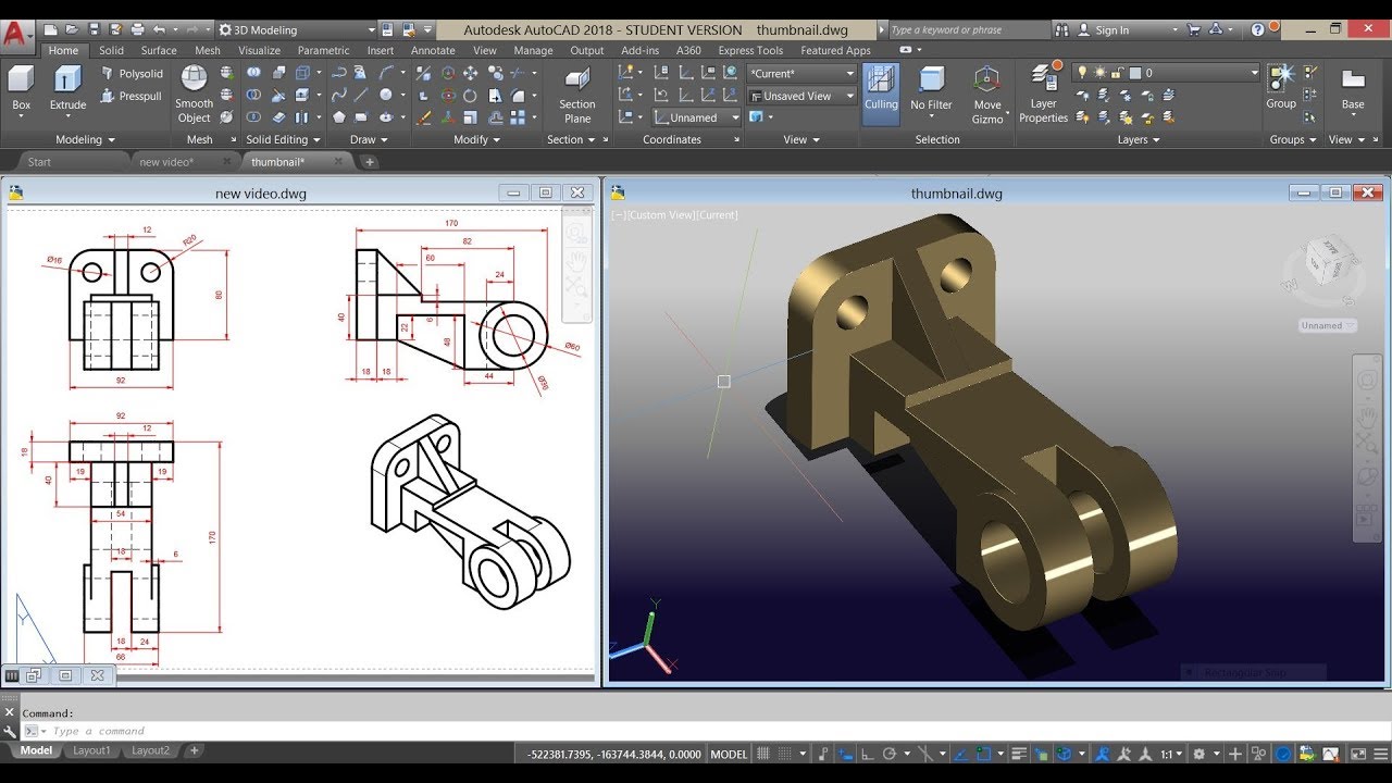 Modeling in Autocad 2018 - Beginners Tutorial Exercise