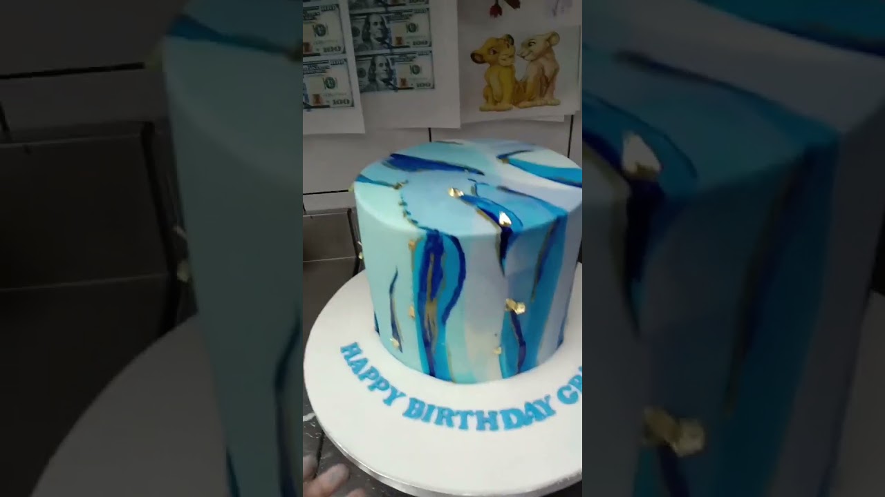 blue marble cake design || Gold || #dubai #ofw #fondantcake #gold
