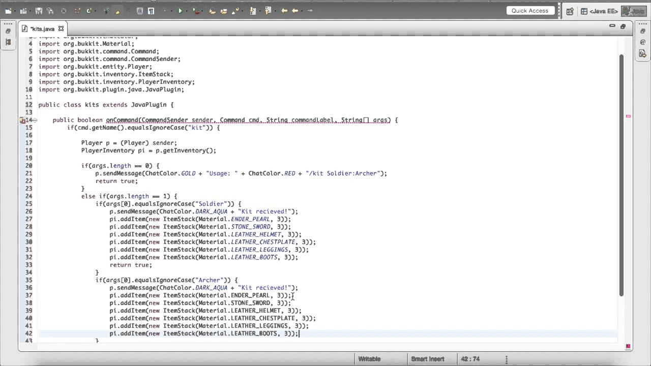 Minecraft Bukkit Coding ~ Episode 4: Kits
