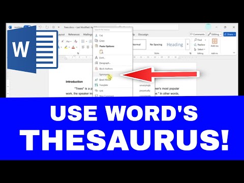 How to Find SYNONYMS & ANTONYMS in Word (Using the THESAURUS in Word)