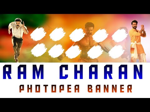 Ram Charan RRR Movie Flex Editing In Mobile Photoshop || Mobile Photopea RRR Banner Editing Telugu