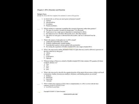 Chapter 1: DNA Structure and Function