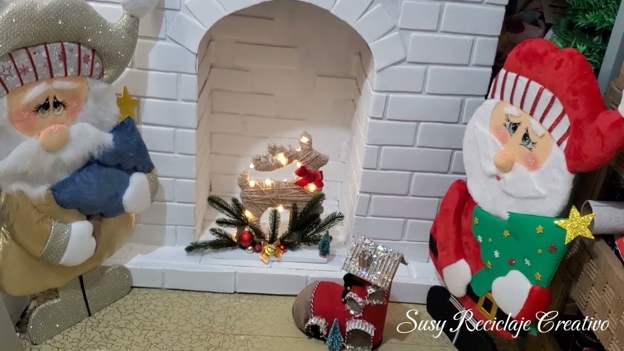 Haz feliz a tus hijos esta Navidad!! chimenea Navideña hecha de Cartón Reciclado