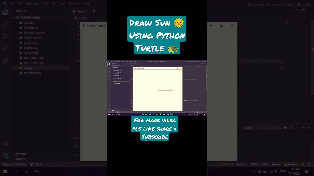 Draw Sun Using Python Turtle 🐢 | #shorts #python #programming #JavaScript