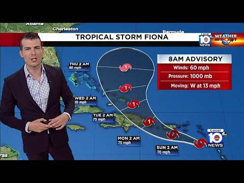 Tropical Storm Fiona maintains 60 mph winds as it continues moving west