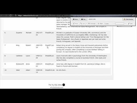 W3school video tutorial sql calrenzo project in DBMS