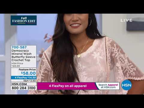 Democracy Mineral Wash Butterfly Sleeve Crochet Top