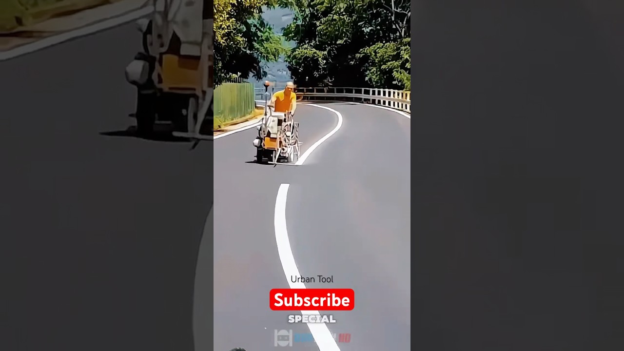 Road Construction with central line making process #roadwork #roadconstruction #machine #technology