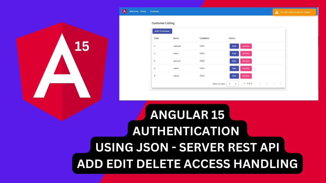 Angular 15 Authentication (ADD, EDIT, DELETE,VIEW access based on role) using JSON server REST API
