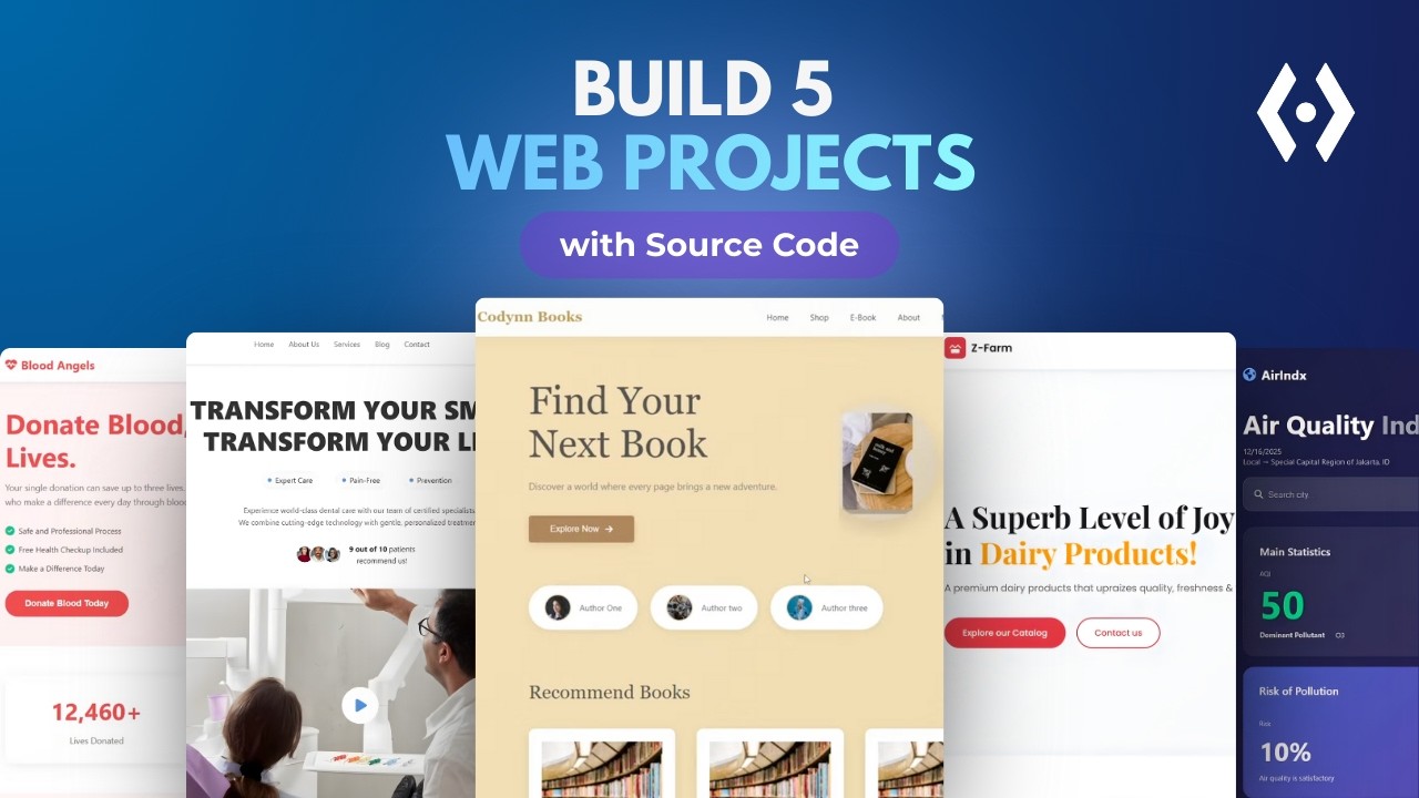 5 Portfolio-Ready Projects for Beginners | Responsive HTML, CSS & JS