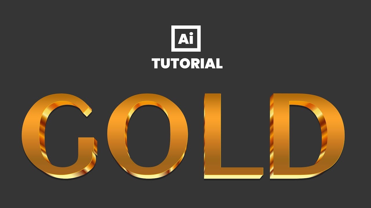 Golden Text Effect in Adobe Illustrator. How to create golden vector 3d text