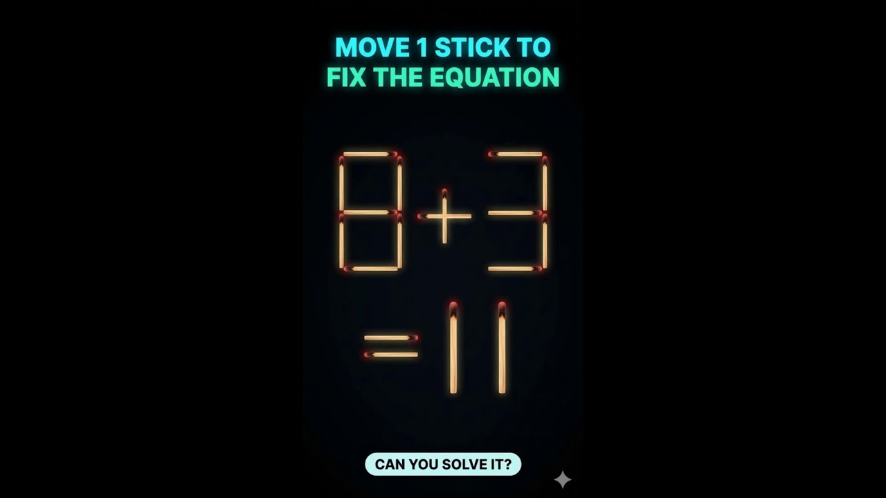 MOVE 1 STICK TO FIX THE EQUATION#SOLVING#MATH#TRENDING#VIRAL