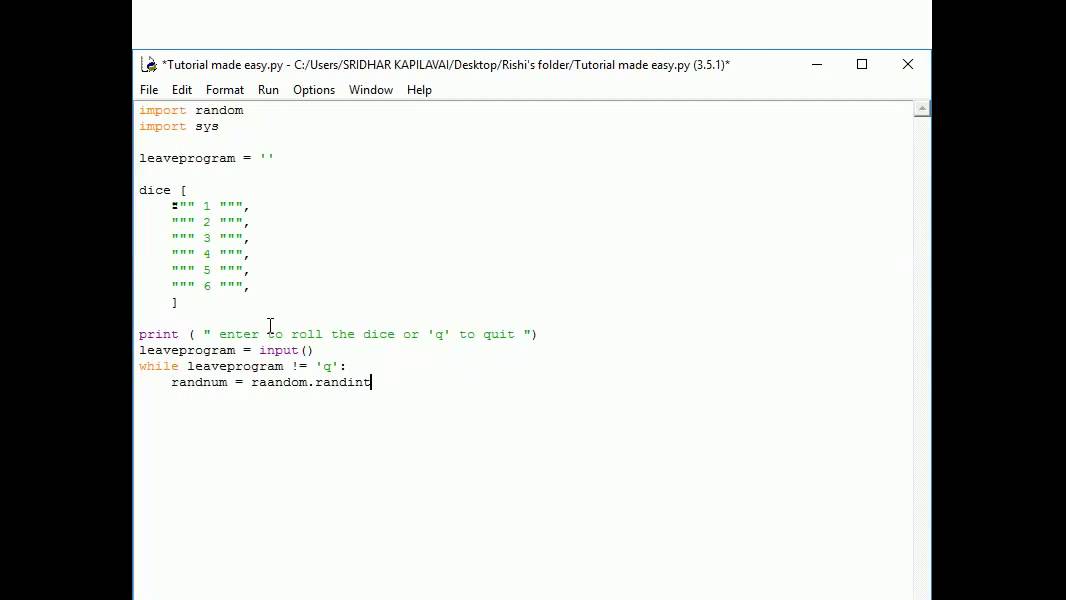 Python dice program made easy